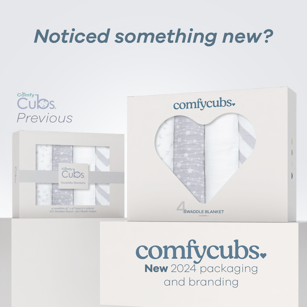 Baby Muslin Swaddle Blankets, 4 Pack by Comfy Cubs - Grey