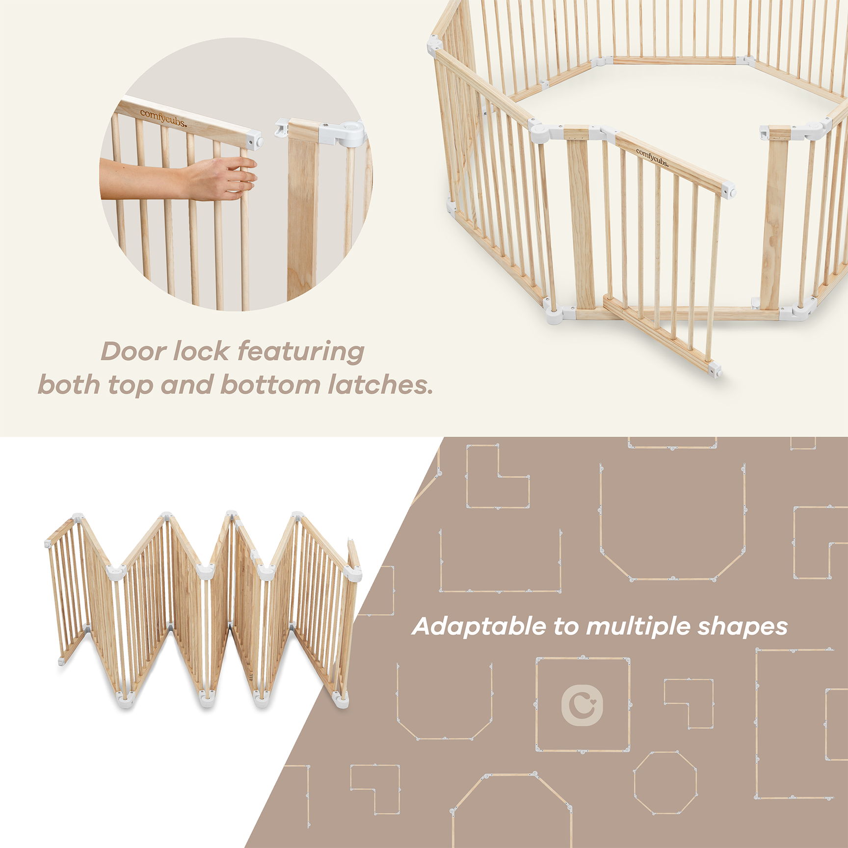 Playpen for Toddler and Babies in Natural Wood – Comfy Cubs