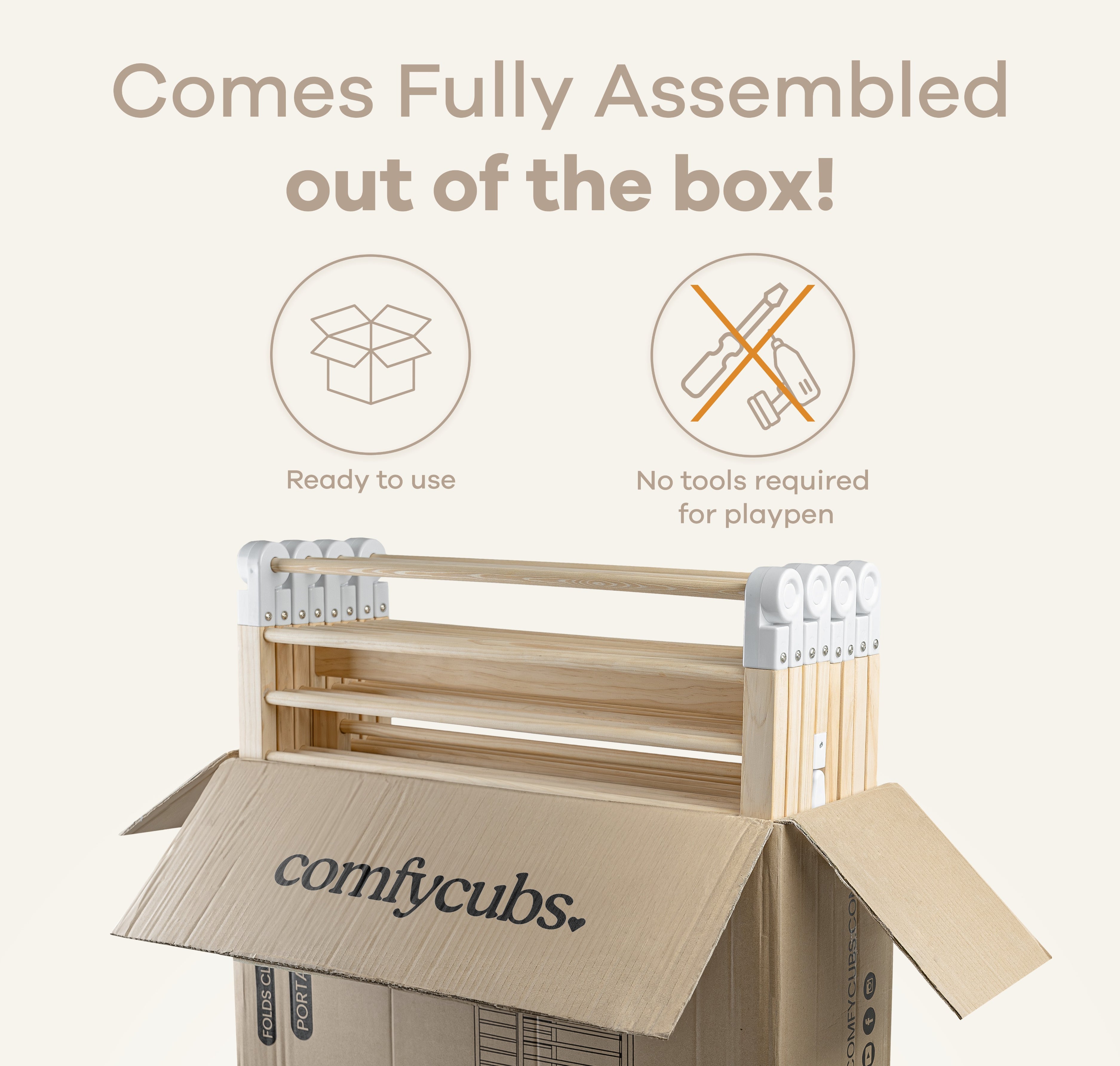 Playpen for Toddler and Babies in Natural Wood – Comfy Cubs