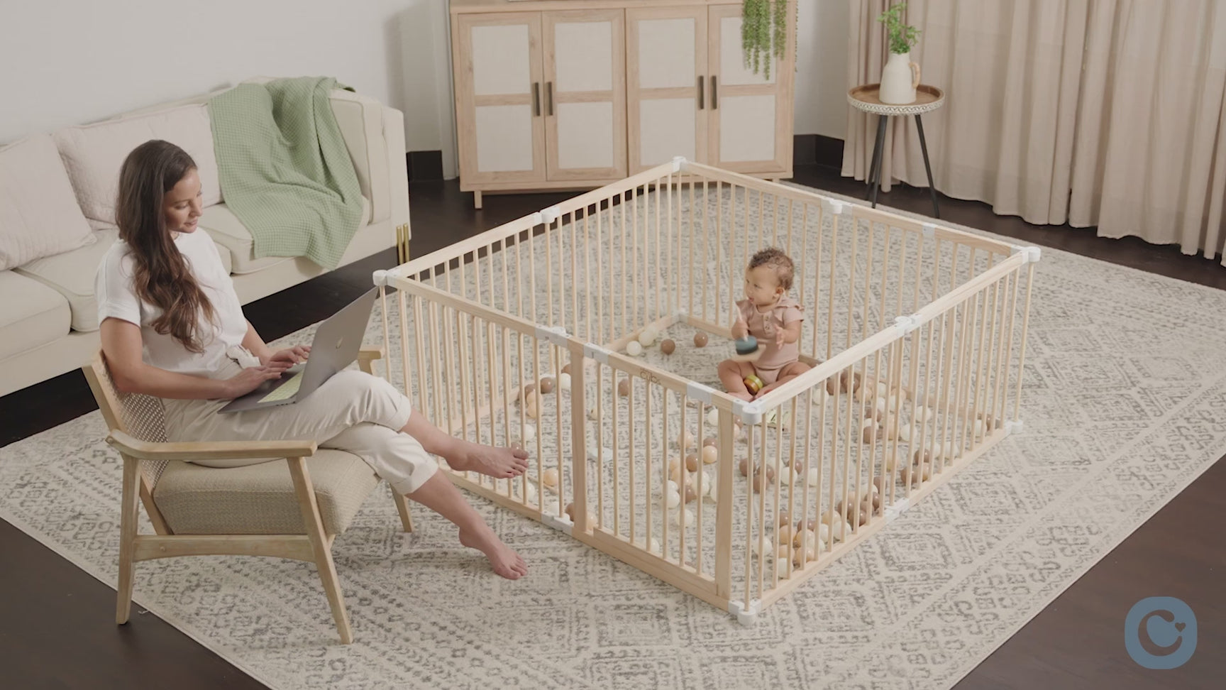 Playpen for Toddler and Babies by Comfy Cubs in Natural Wood